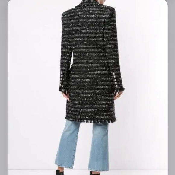 Balmain | Jackets & Coats | Balmain Doublebreasted Tweed Coat In Black ...